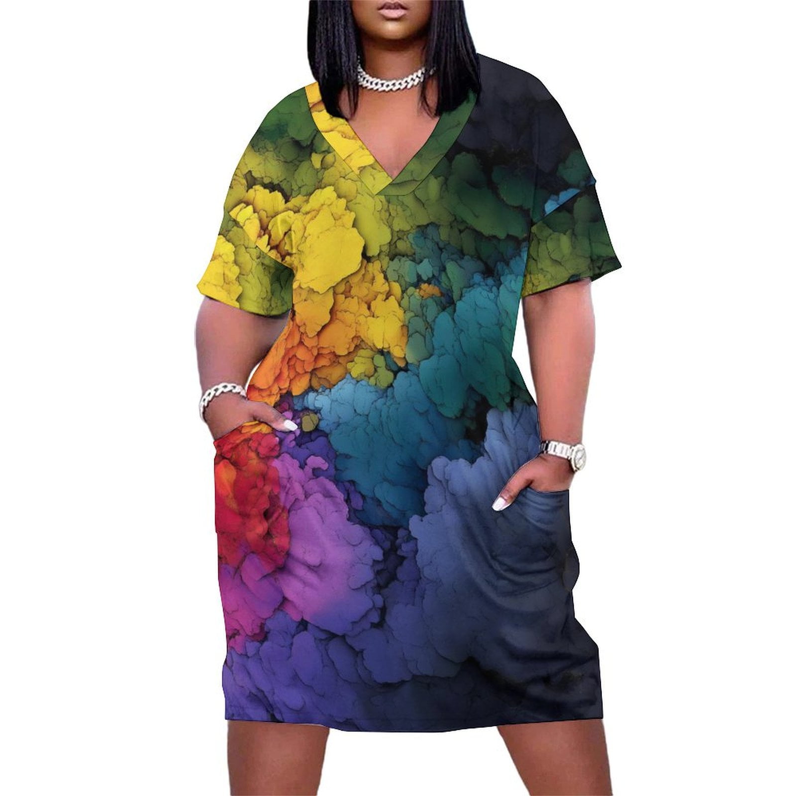 Marble Texture Summer Dresses for Women Beach Boho - Walmart.com