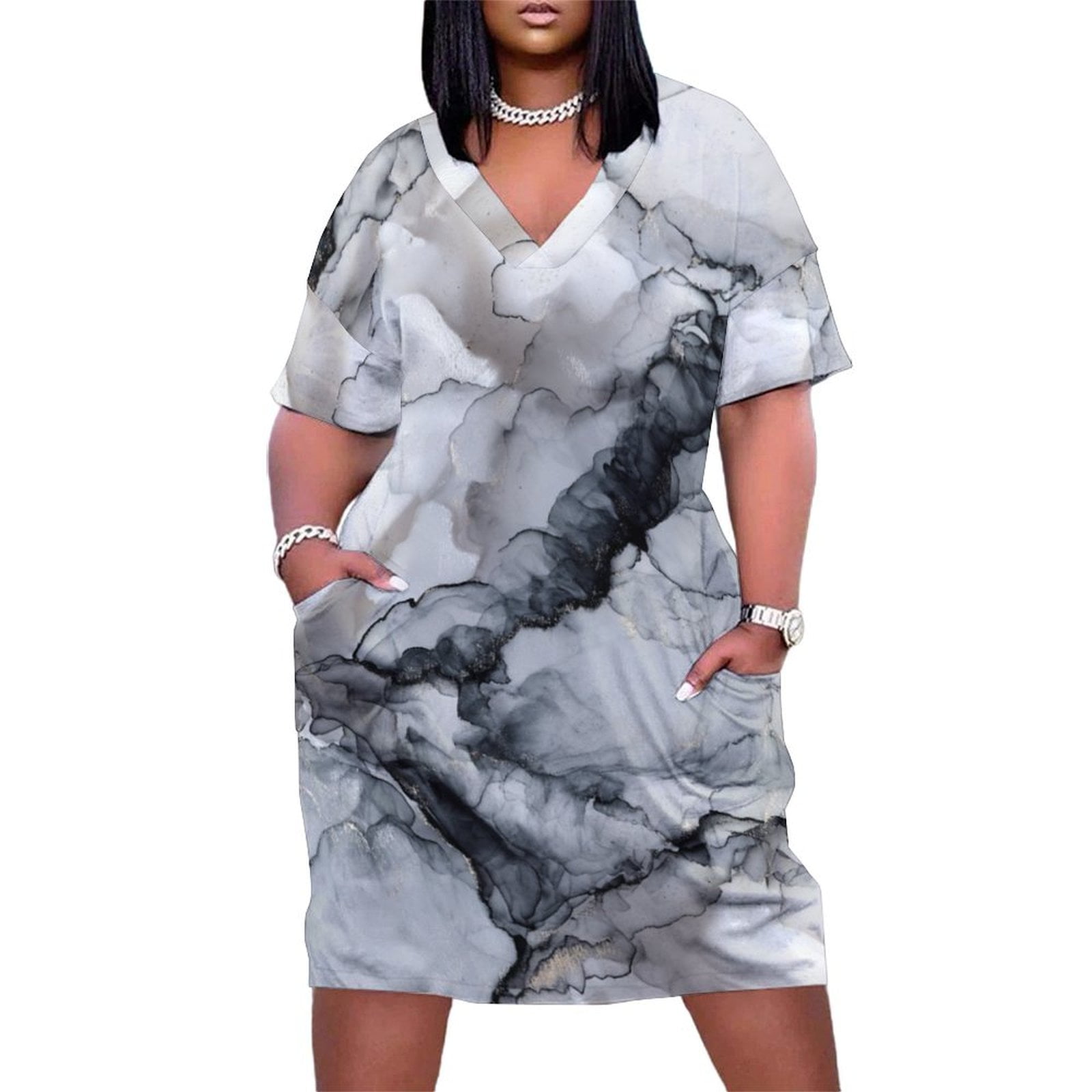 Marble Texture Summer Dresses for Women Beach Boho - Walmart.com