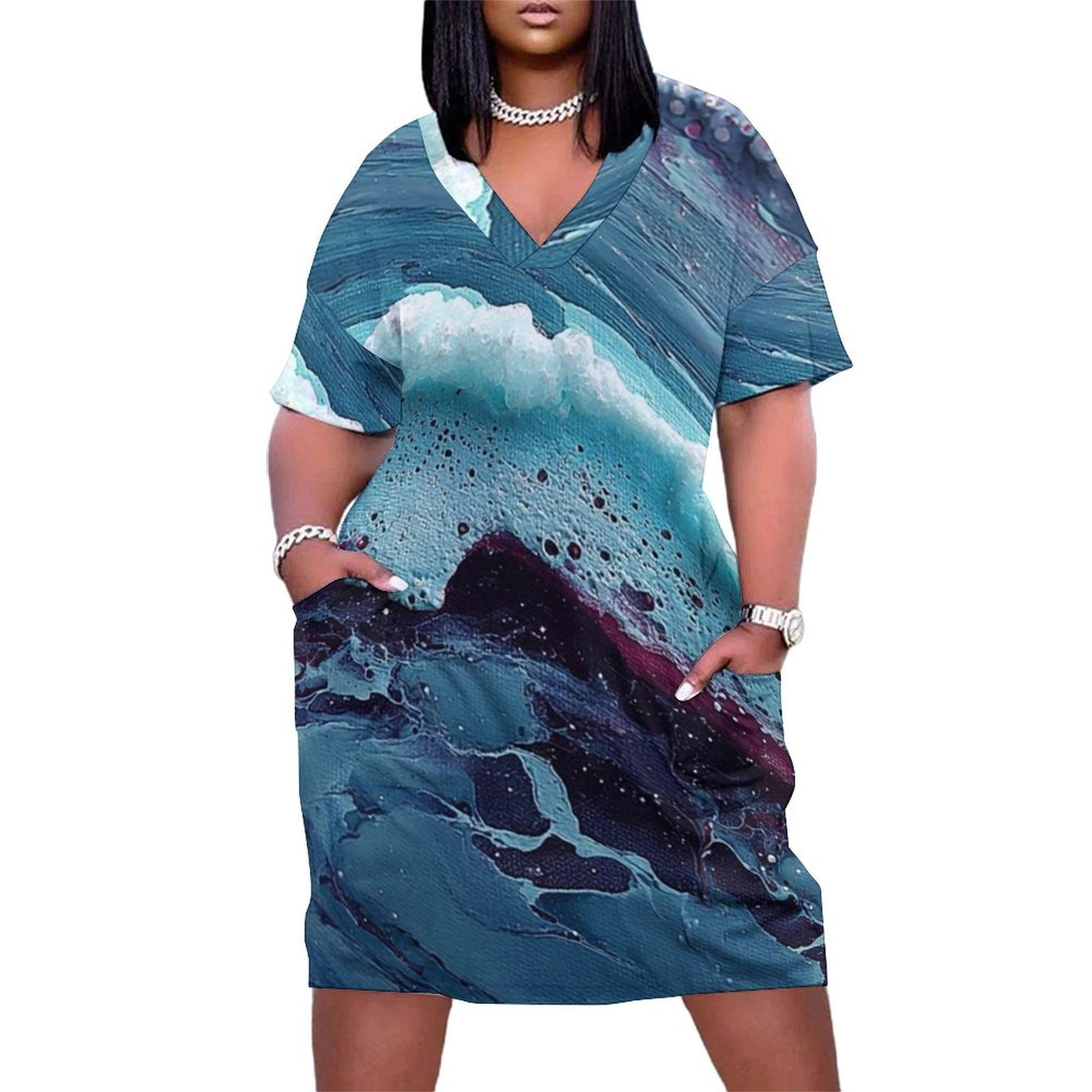 Marble Texture Summer Dresses for Women Beach Boho - Walmart.com