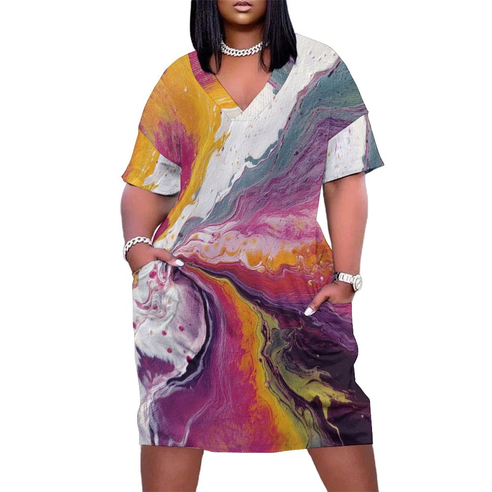 Marble Texture Summer Dresses for Women Beach Boho - Walmart.com