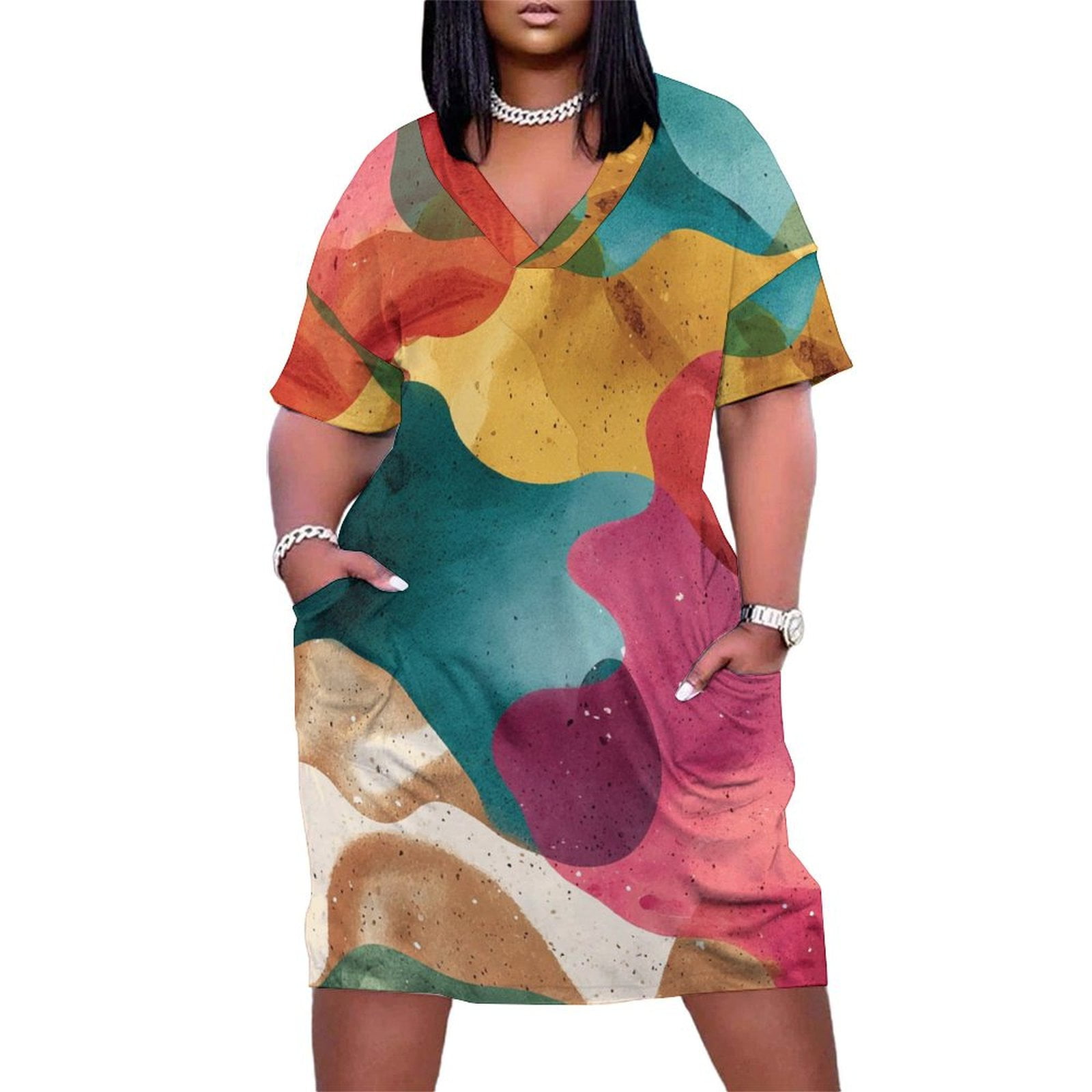 Marble Texture Summer Dresses for Women Beach Boho - Walmart.com