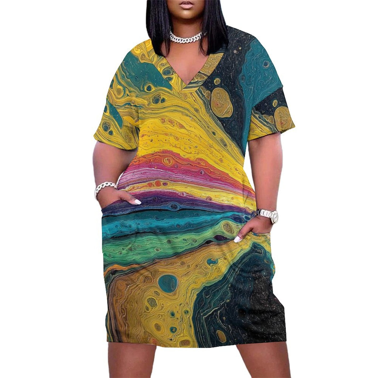 Marble Texture Summer Dresses for Women Beach Boho - Walmart.com