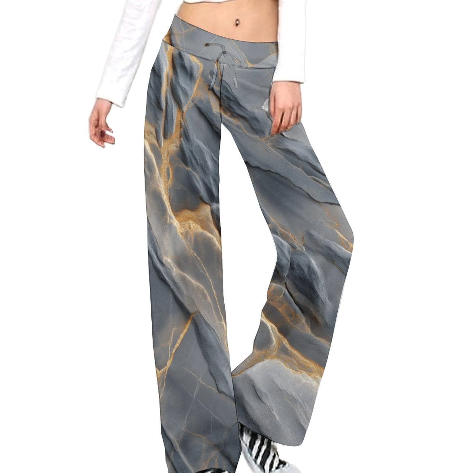 Marble Texture Summer Outfits Flowy Palazzo Pants for Women 2025 High ...