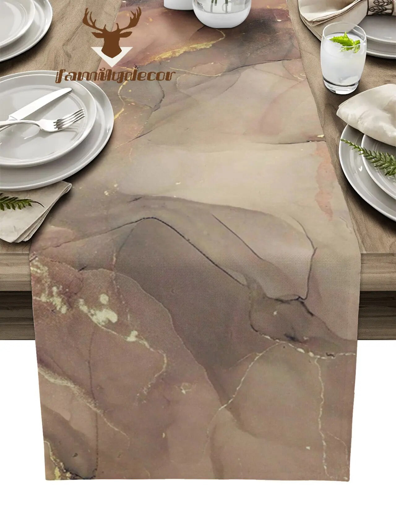 Marble Texture Table Runner Home Wedding r Table Cover Flag Mat Table ...