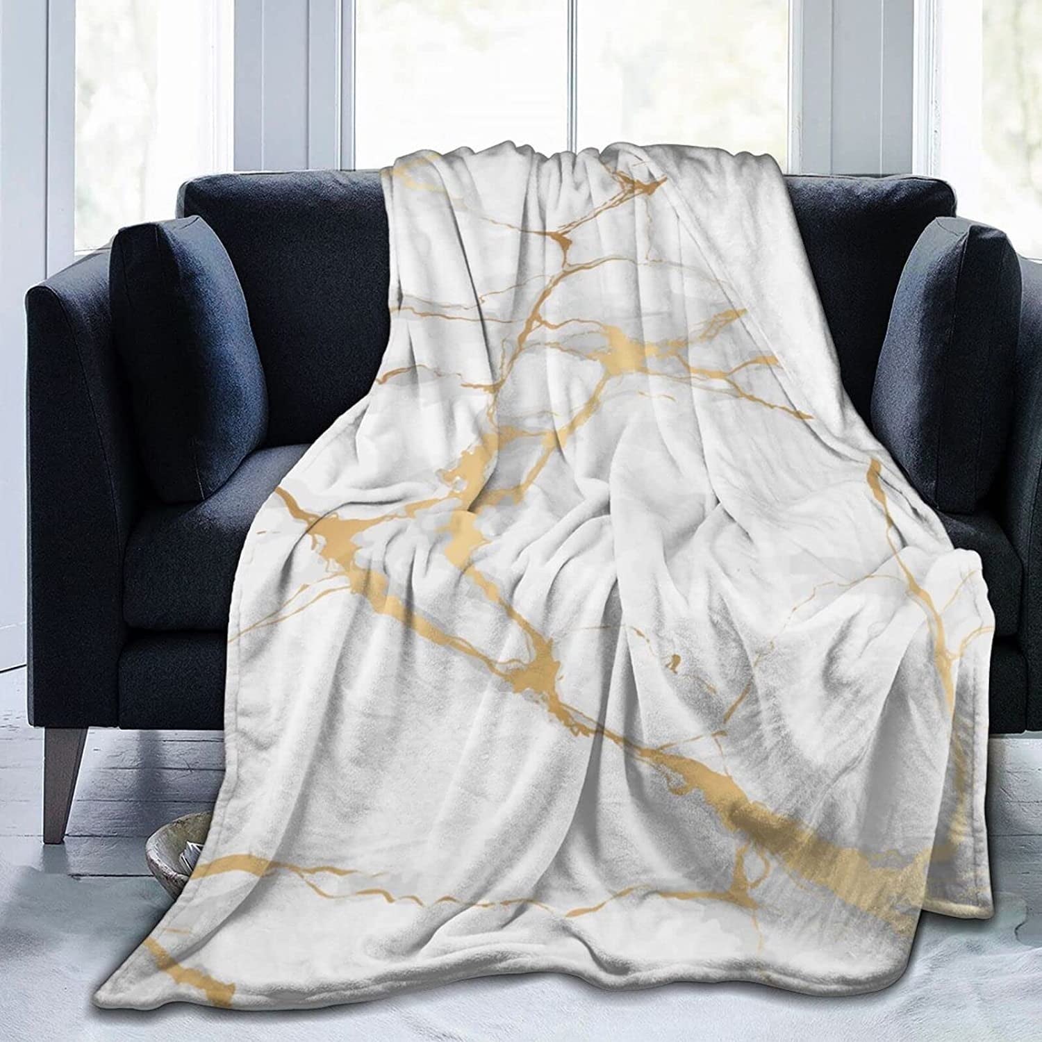 Marble Texture Throw Blanket Ultra Soft Warm All Season Decorative ...