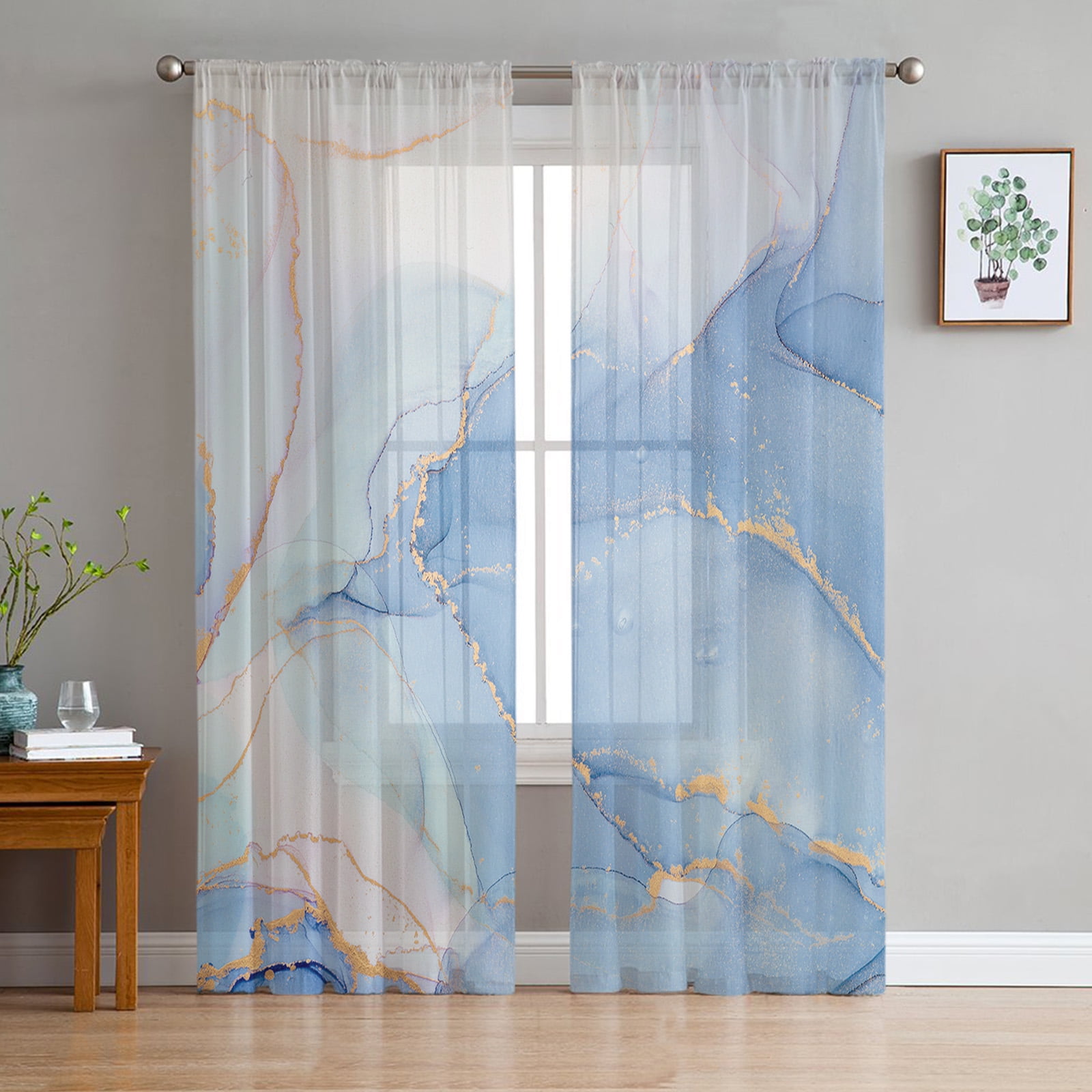 Marble Texture Tulle Curtains for Living Room Bedroom Kitchen ration ...