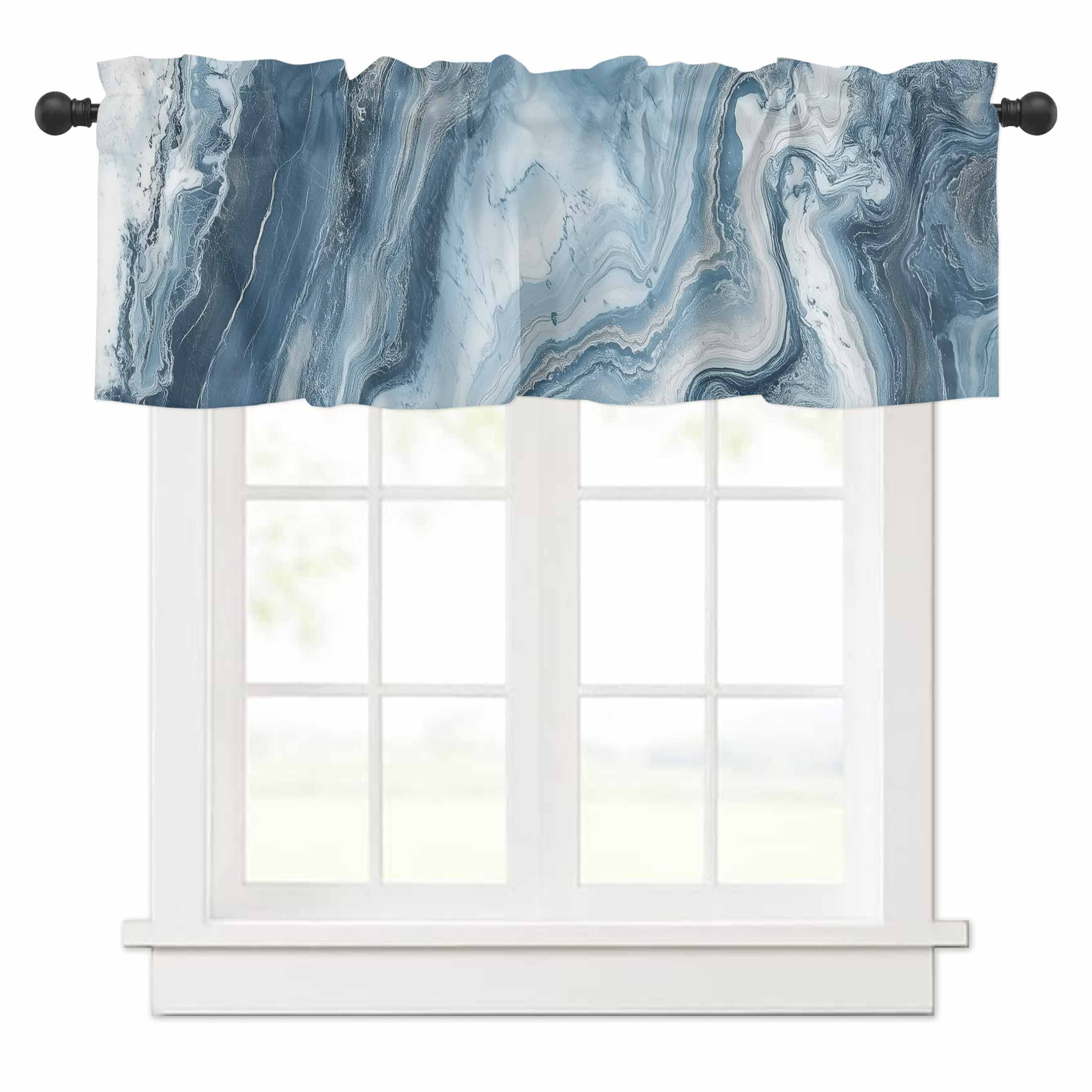 Marble Texture Valances for Windows Abstract Light Blue White Gradient ...