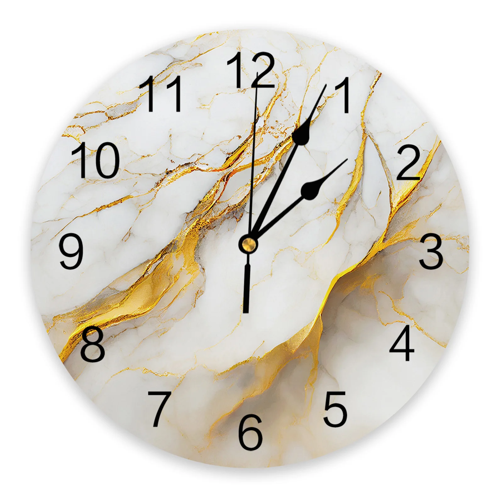 Marble Texture Wall Clocks Silent Living Room Decoration Round Wall ...