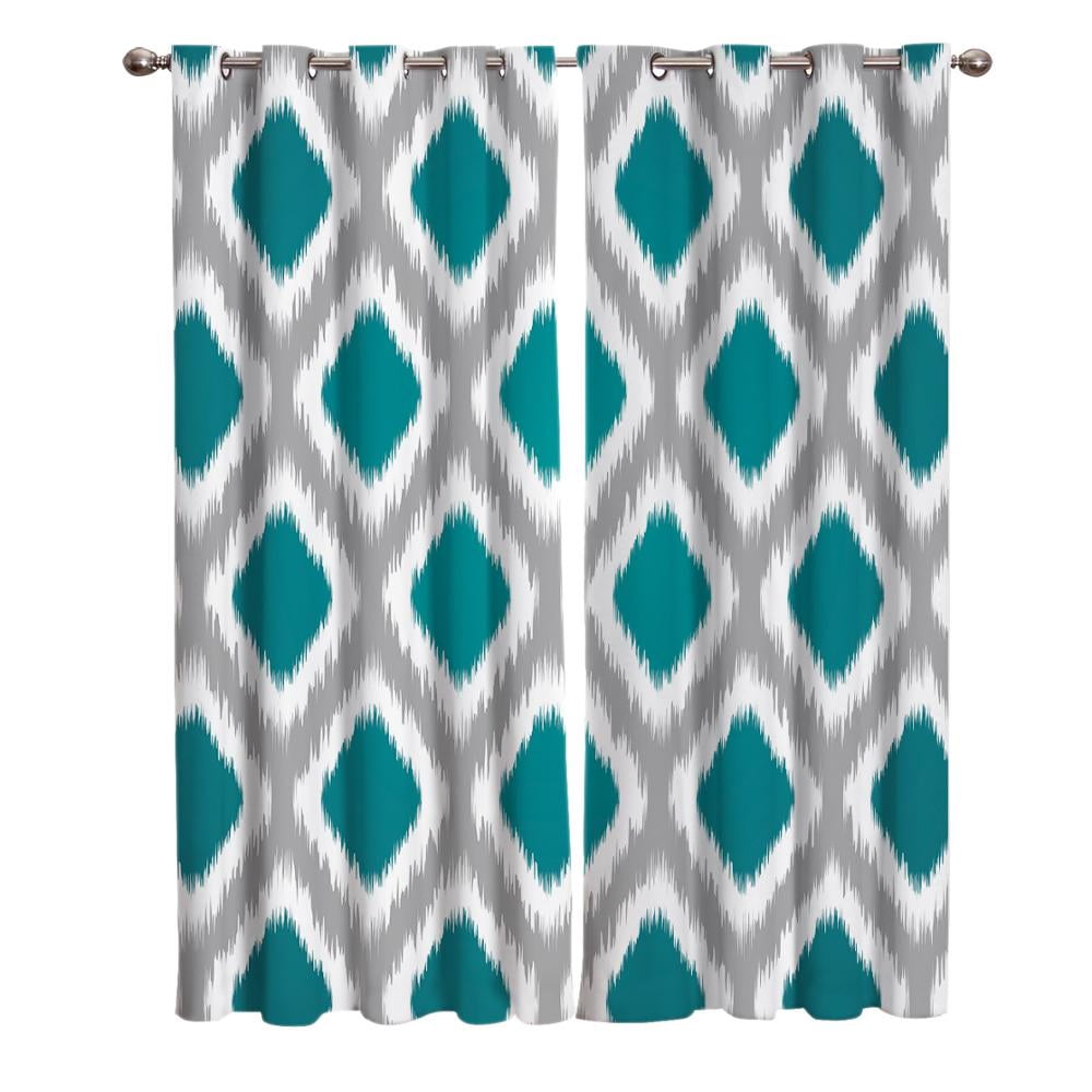 Marble Texture White Black Square Lines Metal Splicing Window Curtains ...