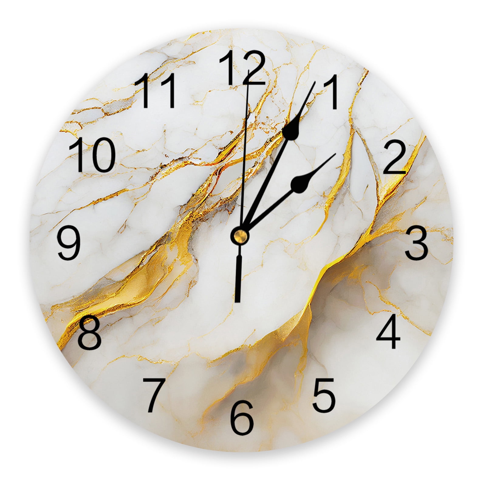 Marble Texture White Wall Clocks Silent Living Room Decoration Round ...
