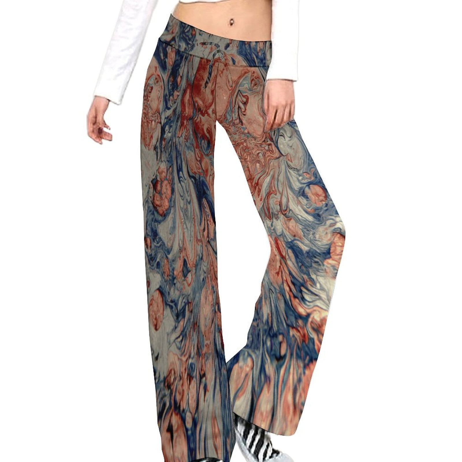 Marble Texture Women's Wide Leg Lounge High Waisted Loose Work Casual ...