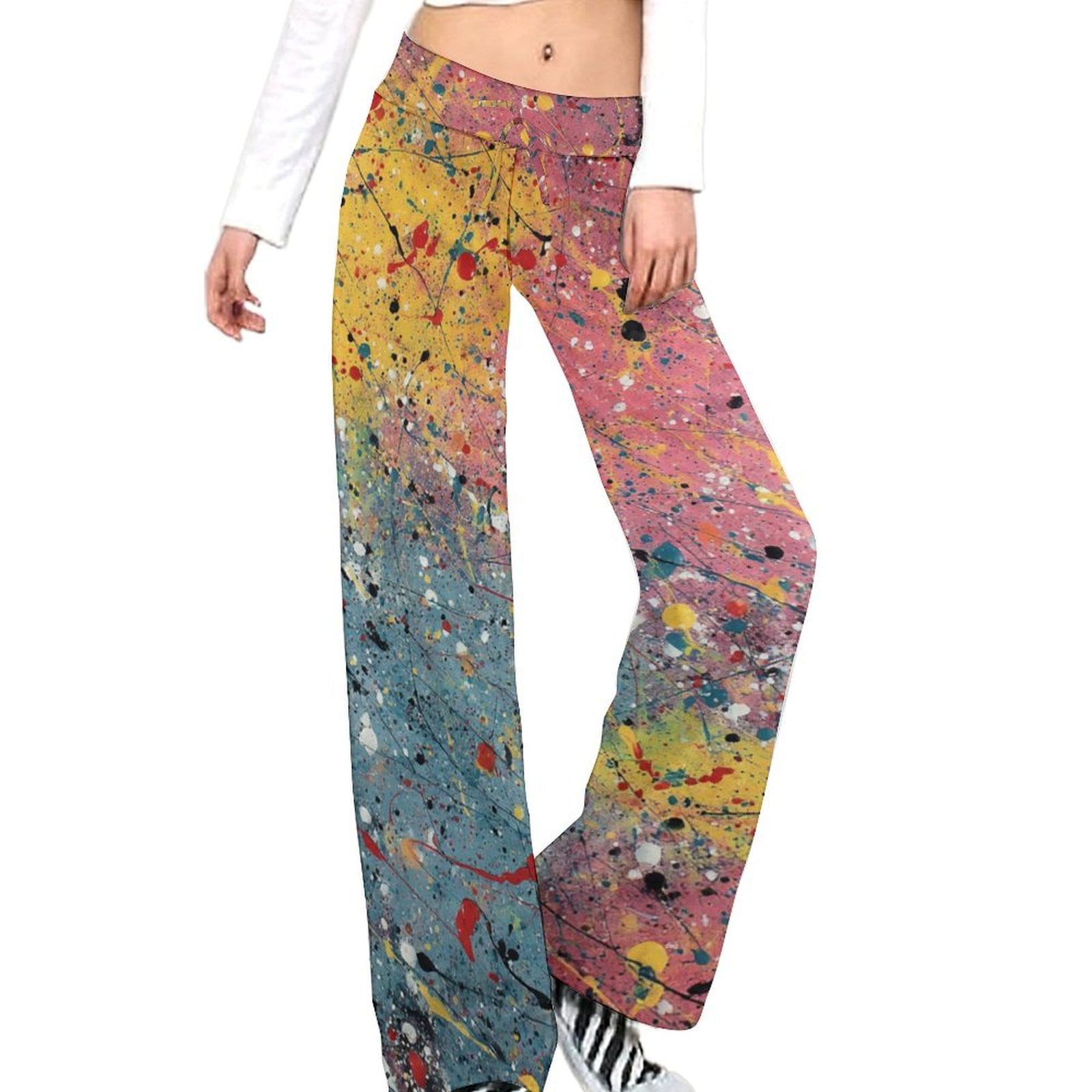 Marble Texture Women's Wide Leg Lounge High Waisted Loose Work Casual ...