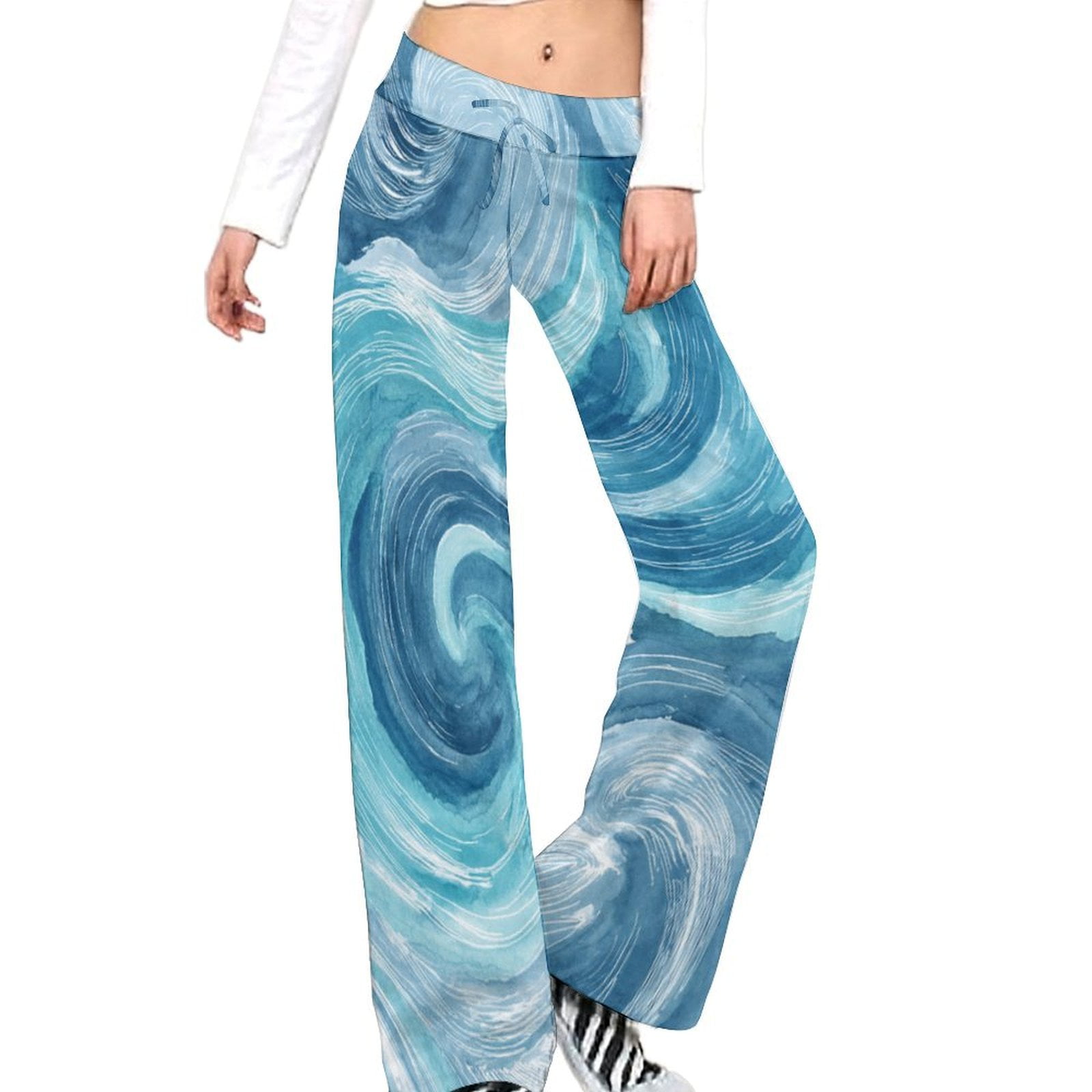 Marble Texture Women's Wide Leg Lounge High Waisted Loose Work Casual ...