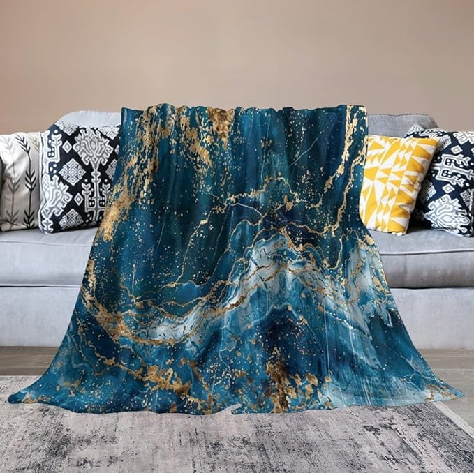 Marble Throw Blanket For Bed Sofa, Super Soft Warm Cozy Fluffy Plush ...