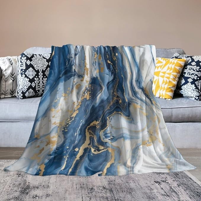 Marble Throw Blanket For Bed Sofa, Super Soft Warm Cozy Fluffy Plush ...