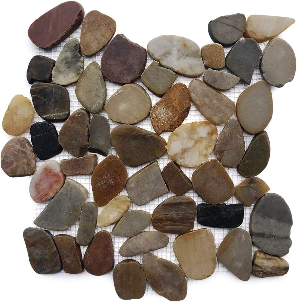 Marble Tiles Interlocking Pebble Decorative Tiles Natrual River Rock ...