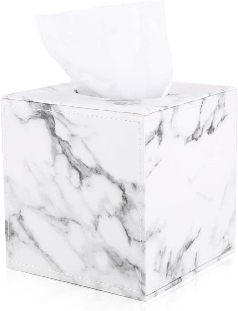 Marble Tissue Box Holder - Leather Cube Square Tissue Box Cover for ...