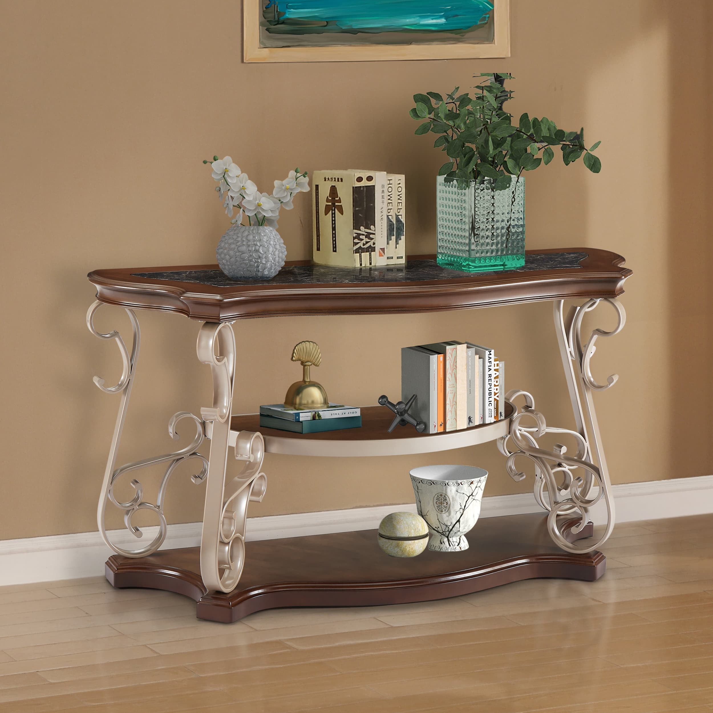 AmoDwell Wood Traditional Console Table, Brown - Walmart.com