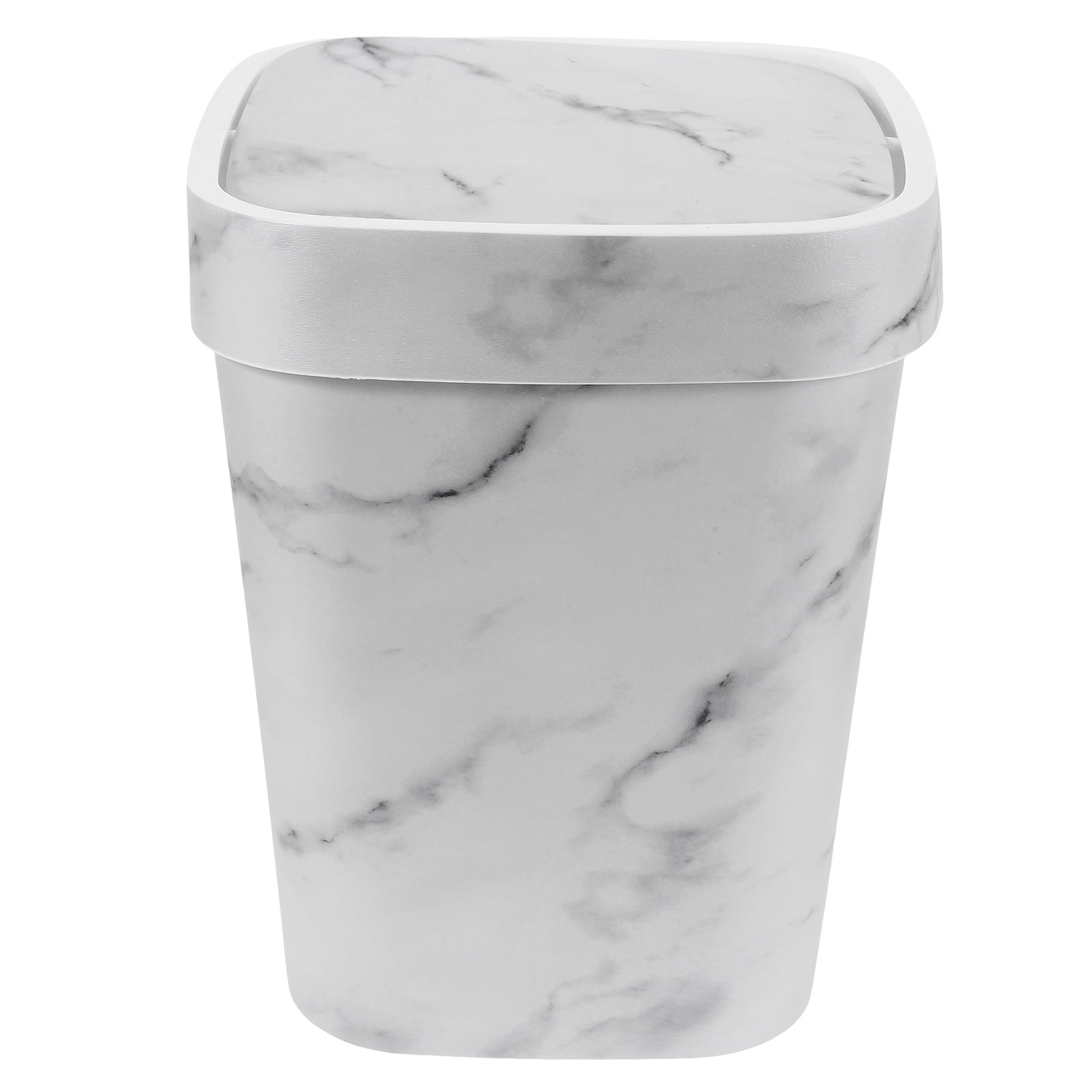Marble Trash Can With Flip Lid Plastic Small Wastebasket Garbage ...