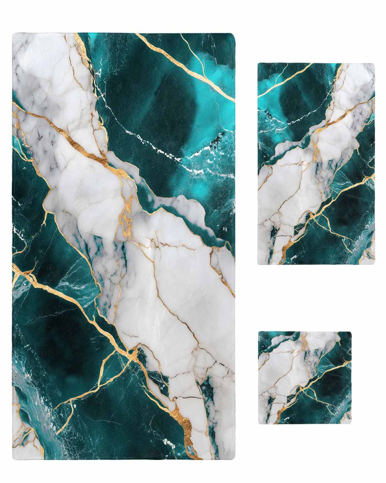 Marble Turquoise Bath Towels for Bathroom Set,Luxury Microfiber Towels ...