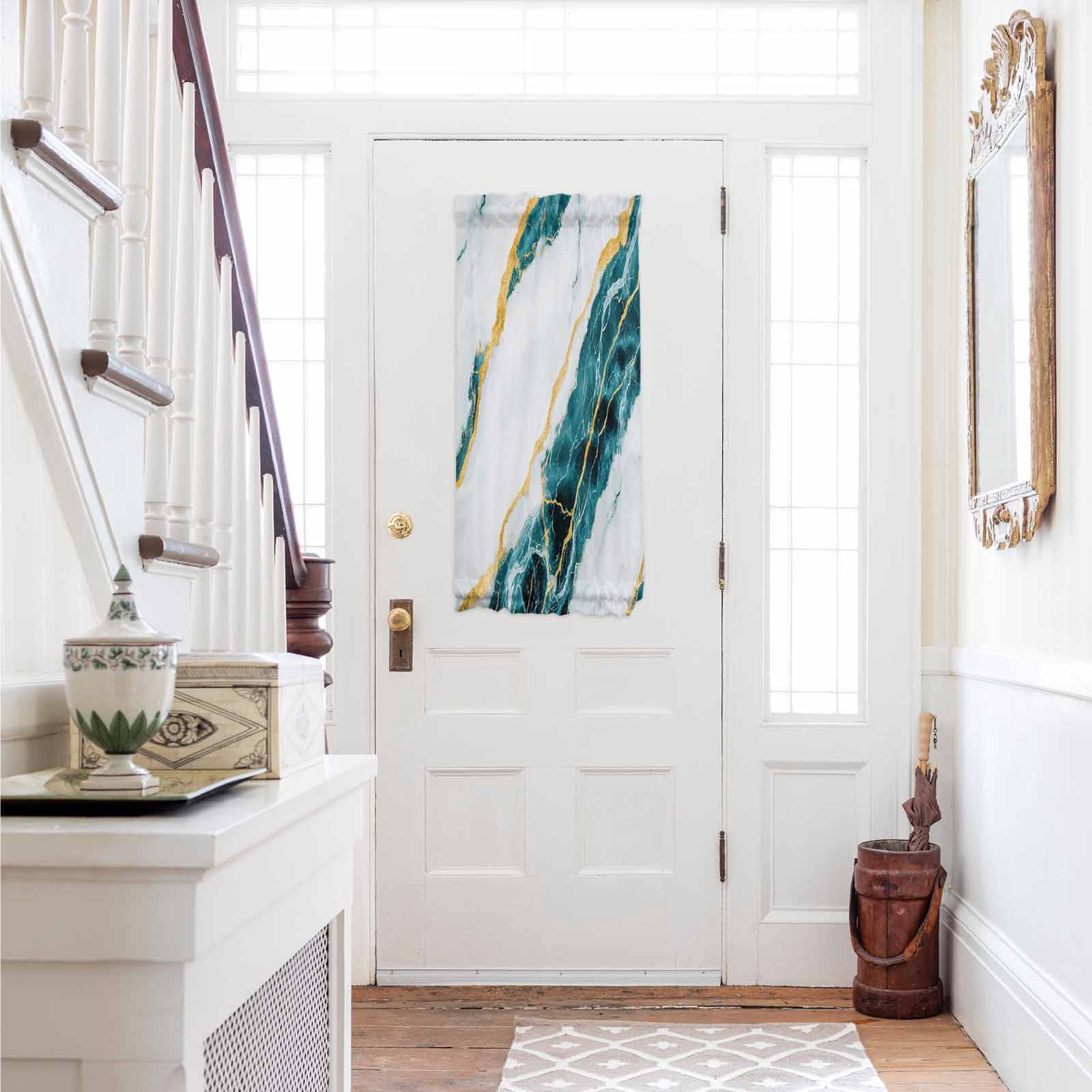 Marble Turquoise Door Curtains for Door Window, French Sidelight Front ...