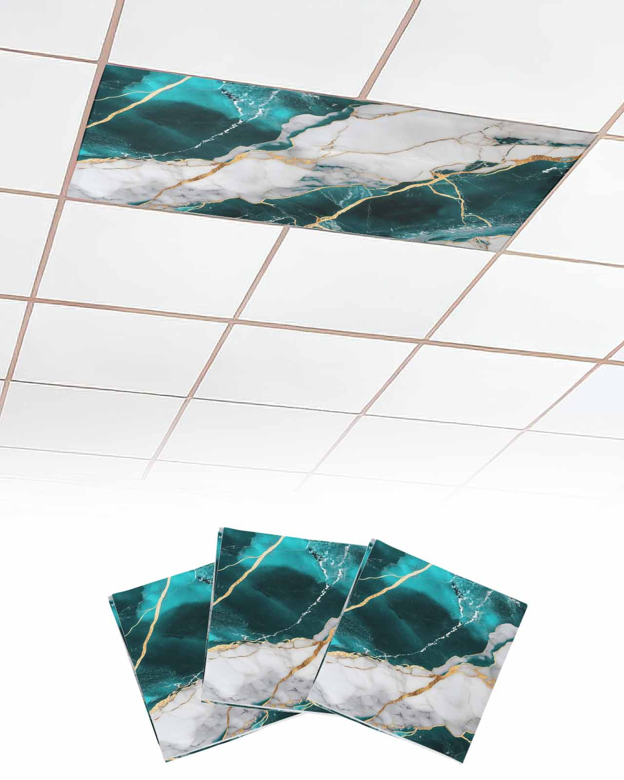 Marble Turquoise Fluorescent Light Covers for Ceiling Lights 4x2 feet,3 ...