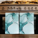 Marble Turquoise Kitchen Towels Set of 1, Abstract Nature Cracks Silver ...