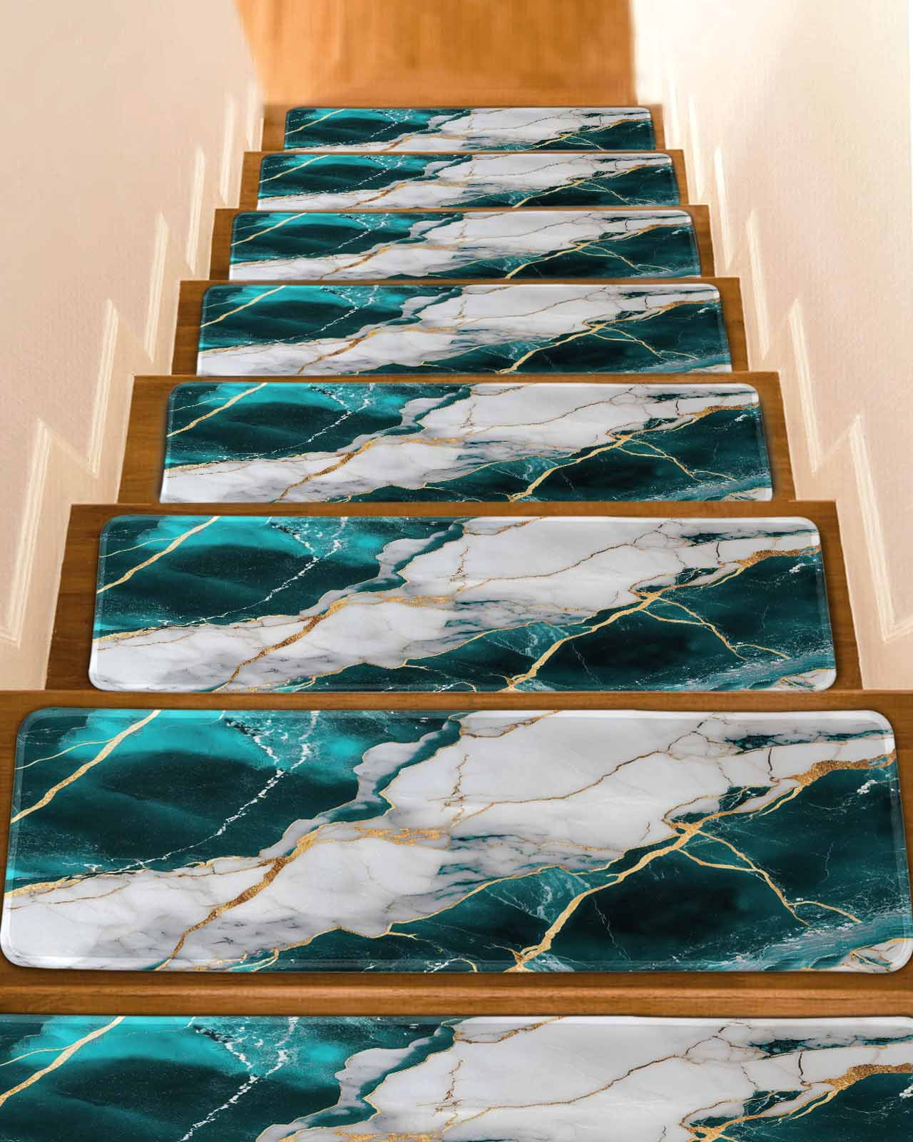 Marble Turquoise Stair Treads for Wooden Steps Indoor Runner Rug Carpet ...
