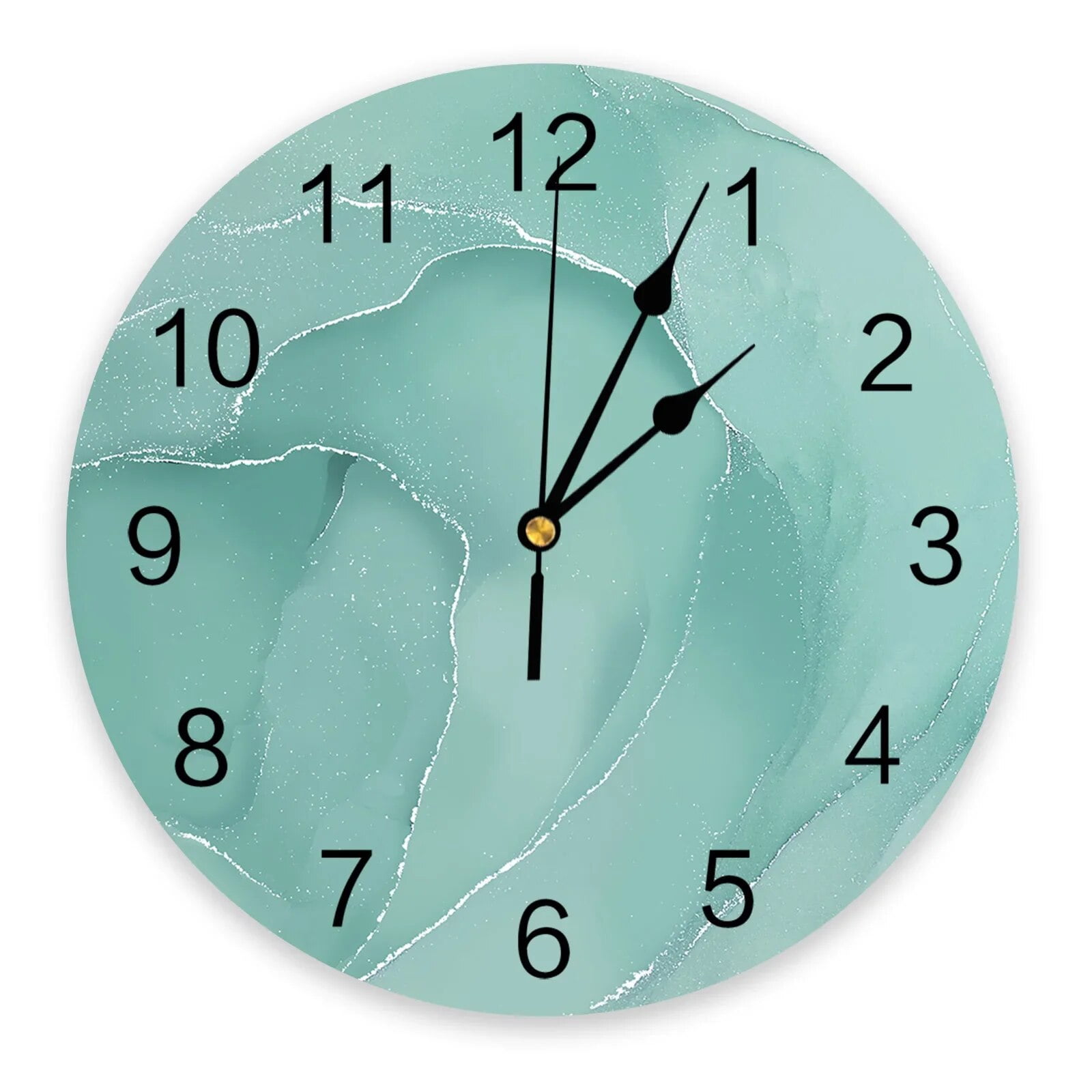 Marble Turquoise Wall Clocks Silent Living Room Decoration Round Wall ...