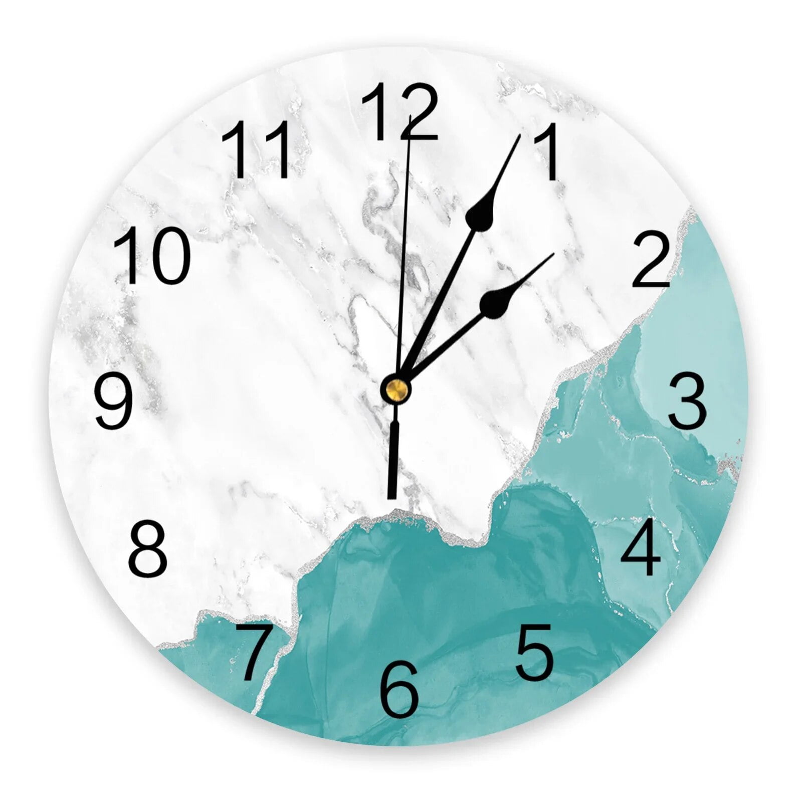 Marble Turquoise Wall Clocks Silent Living Room Decoration Round Wall ...