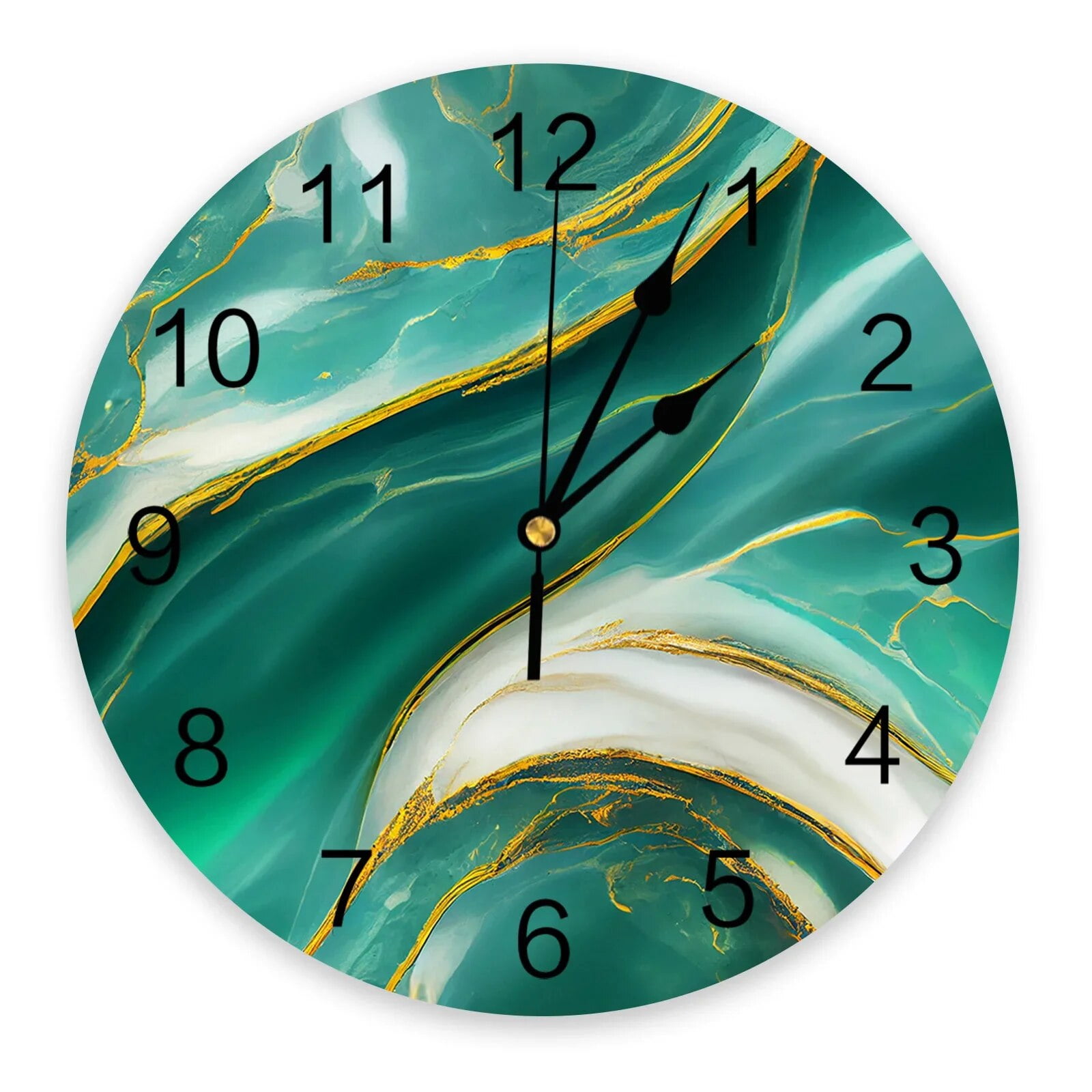 Marble Turquoise Wall Clocks Silent Living Room Decoration Round Wall ...