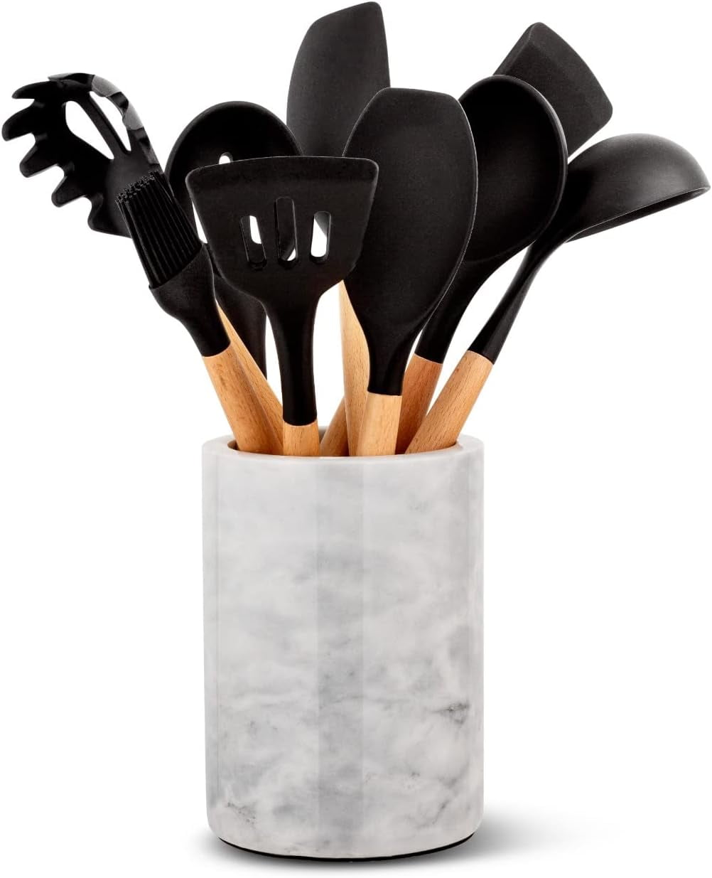 Marble Utensil Holder Set - Utensils Included - Flatware & Utensil ...