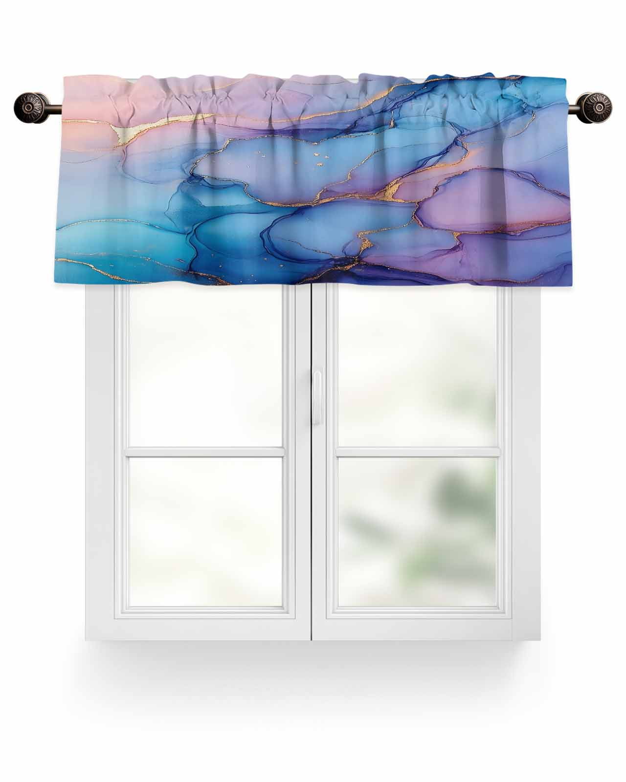 Marble Valances for Windows Abstract Art Purple Blue Gradient Cave Rock ...
