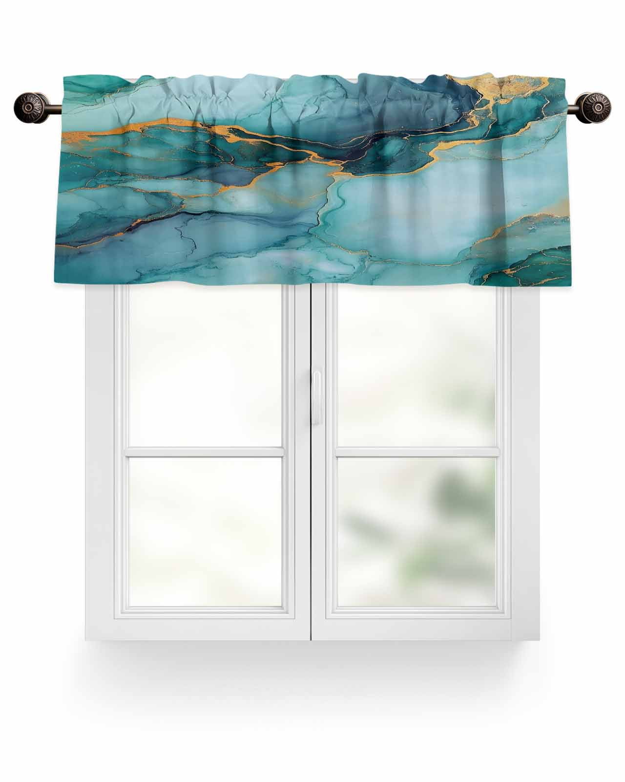 Marble Valances for Windows Abstract Art Teal Green Gradient Cave Rock ...