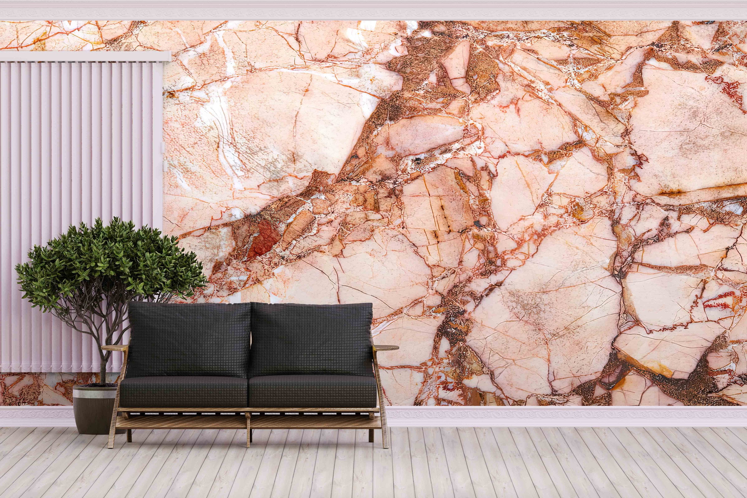 Marble Wall Mural, Pink And Brown Marble, Custom Wallpaper, 3d ...