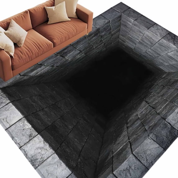 Marble Washable Area Rug 6 x 9 ft 3D Abstract Mystery Grey Marble ...