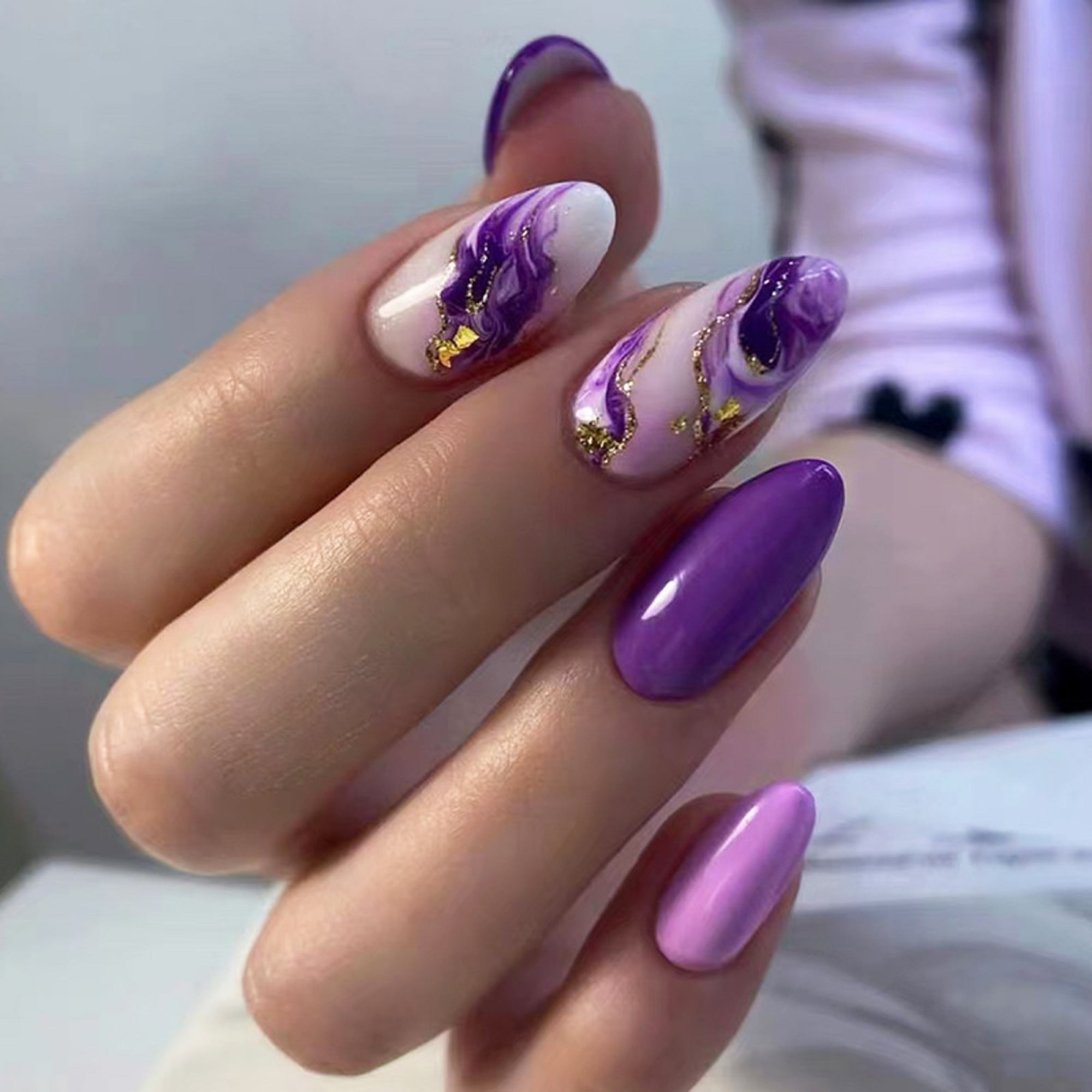 Marble Wave Removable Art Nail, Press On Bails, False Nails,24 Pieces ...