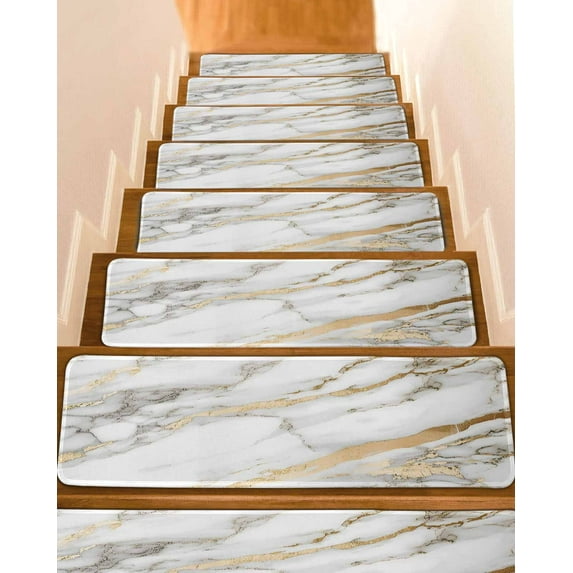 Marble White Non-Slip Stair Treads for Wooden Steps, 15 Pack-8x30in ...