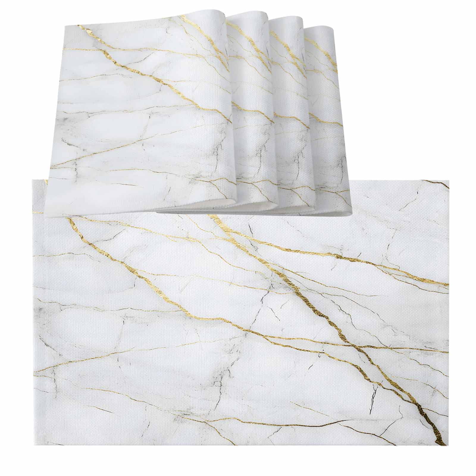 Marble White Placemats for Dinning Table Set of 4, Modern Abstract Art ...