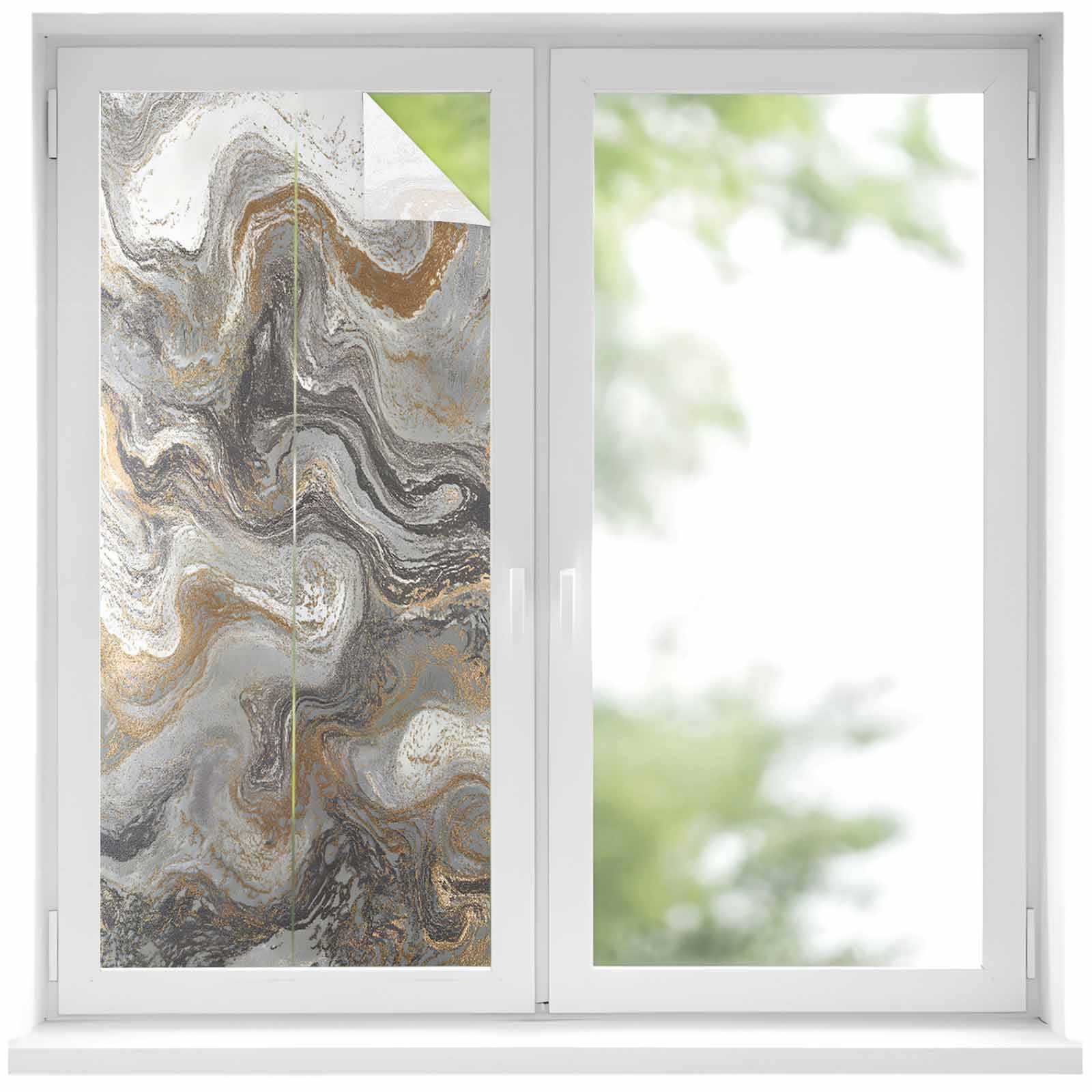 Marble Window Privacy Film Abstract Fluid Art Grey Brown Marble Texture ...