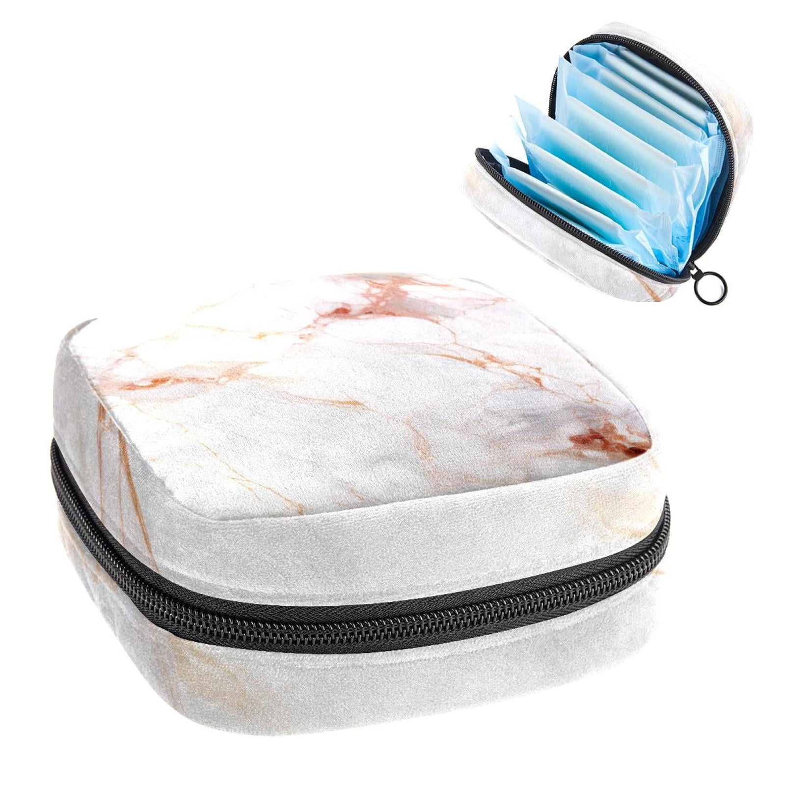Marble Women's Period Storage Bag with Velvet Fabric, Sponge Padding ...