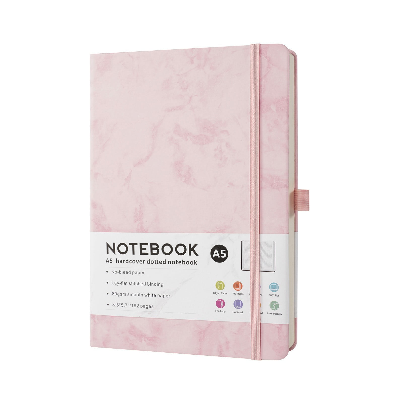 Marble elastic band notebook pink Dusknt Notebook Lined Journal ...