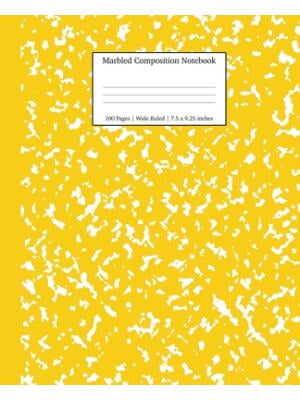 Marbled Composition Notebook: Yellow Marble Wide Ruled Paper Subject ...
