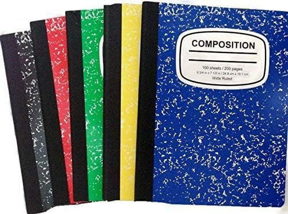 Marbled Composition Notebooks Wide Ruled 100 Page-5 Pack Bundle (Colors ...
