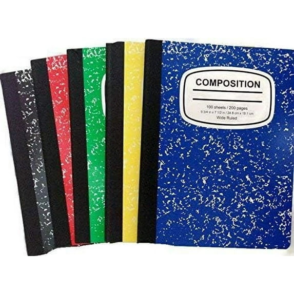 Marbled Composition Notebooks Wide Ruled 100 Page-5 Pack Bundle (Colors ...