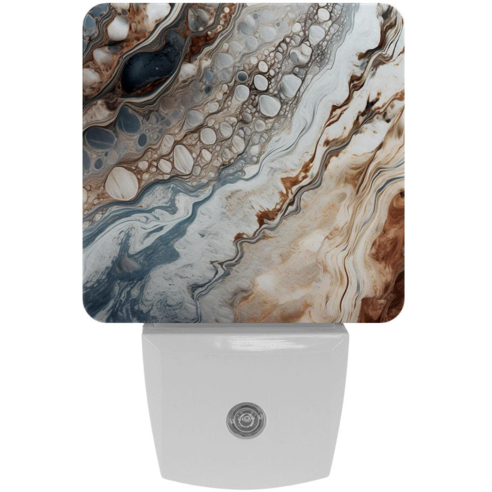 Marbled LED Square Night Lights for Bedroom and Living Room, Decorative ...