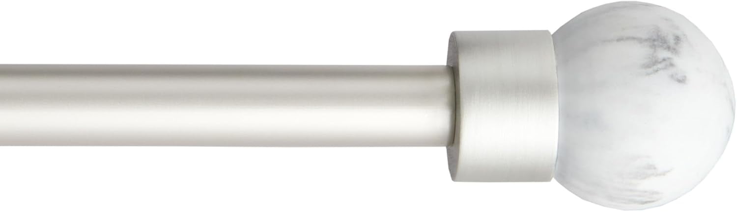 Marbled Sphere Single Indoor Curtain Rod and Finial Set, Natural Marble ...