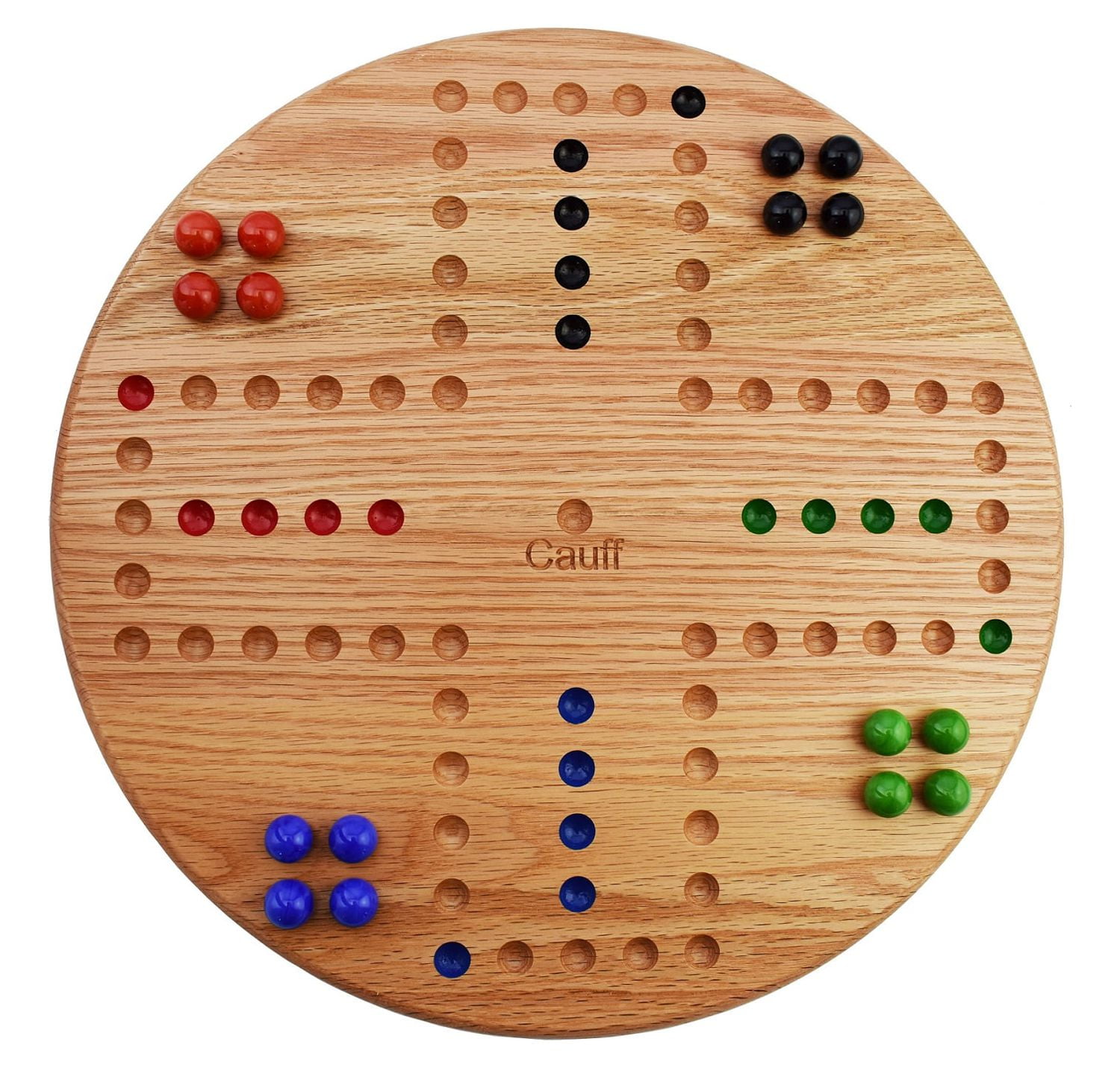 14'' Solid Oak Wood, Handcrafted Marbles Board Game for 4 Players with ...