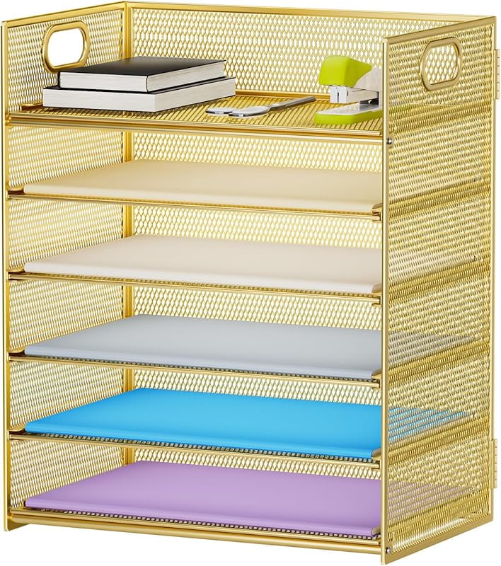 Marbrasse 6 Tier Paper Organizer Letter Tray - Mesh Desk File Organizer ...