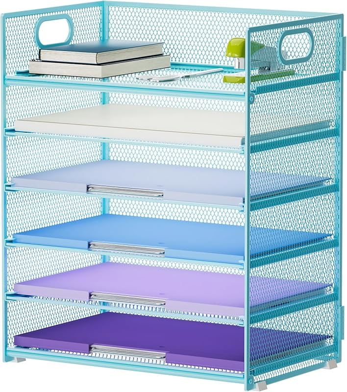 Marbrasse 6 Tier Paper Organizer Letter Tray - Mesh Desk File Organizer ...